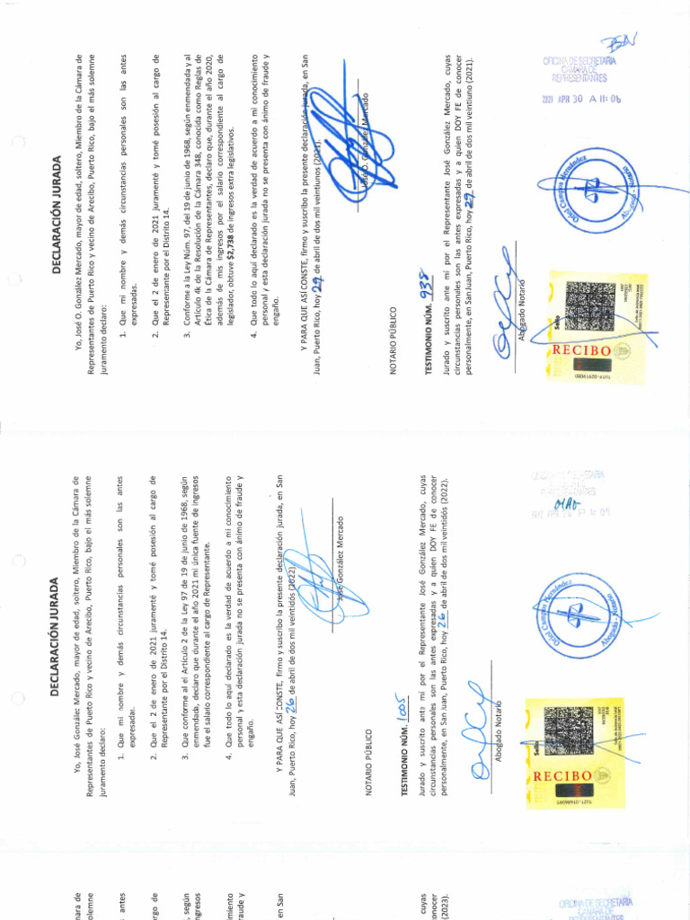 Declaracion Jurada Final1 | PDF | Puerto Rico | Derecho Civil (Common Law)