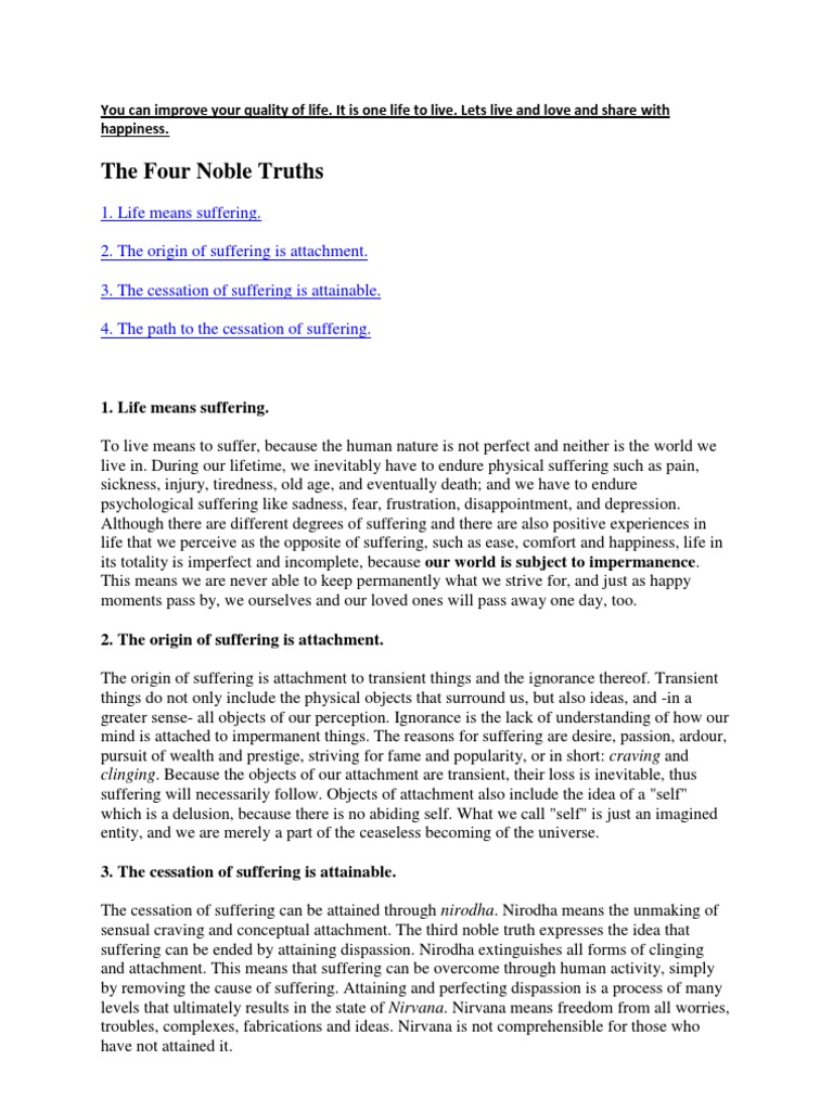The Four Noble Truths | PDF | Noble Eightfold Path | Atoms
