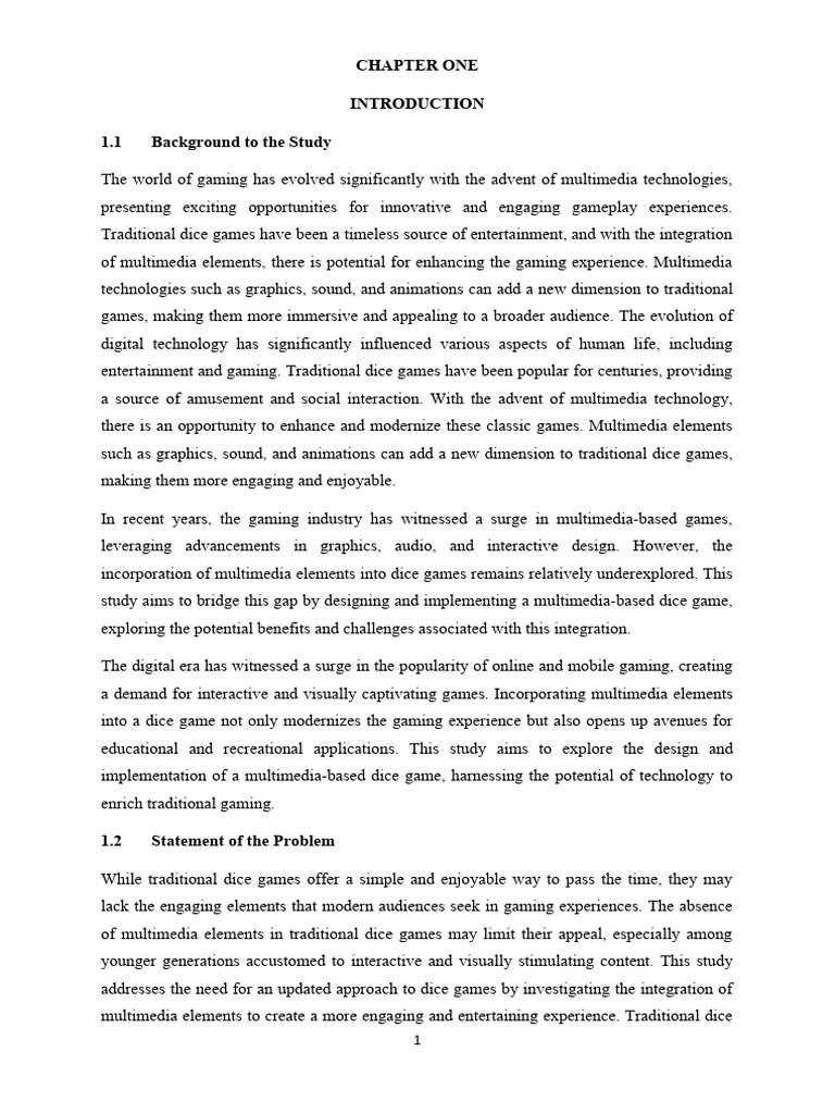 design and implementation of multimedia base dice game | PDF ...