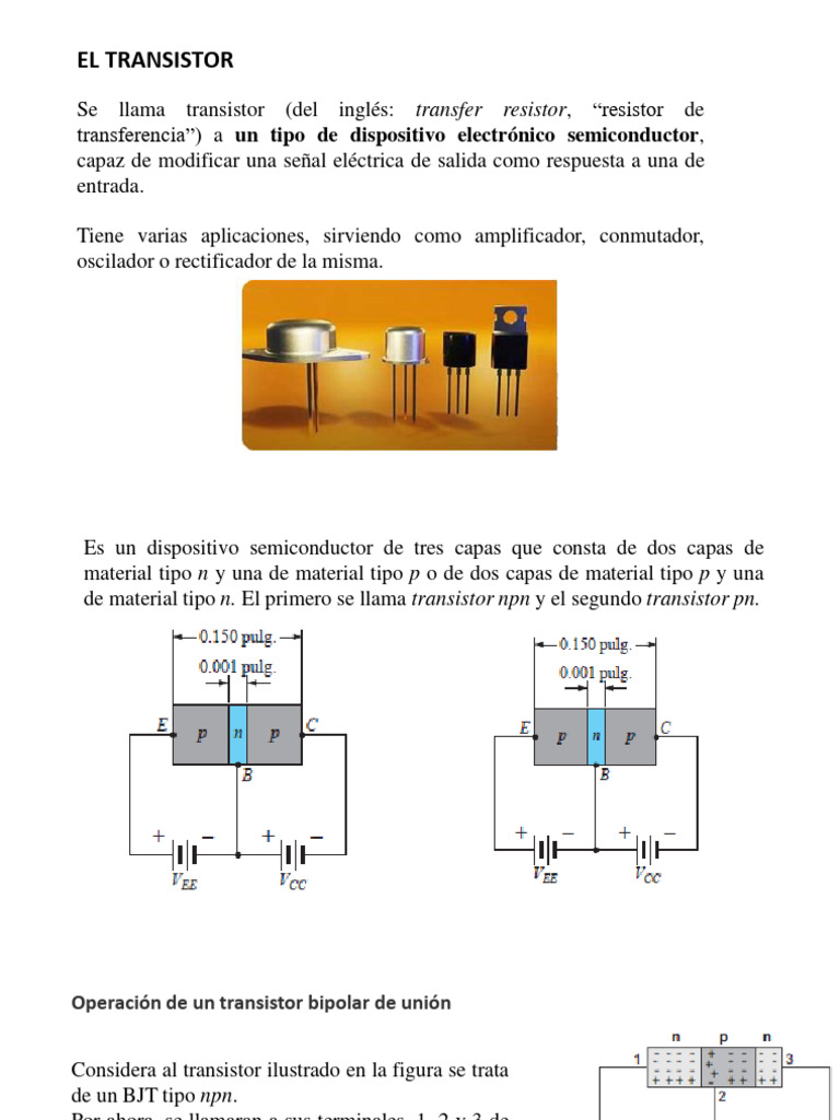 Funcionamiento del Transistor BJT | PDF | Diodo | Transistor