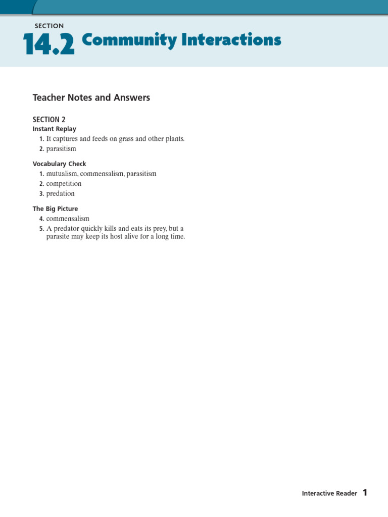 Ir Section 14 2 | PDF | Symbiosis | Parasitism
