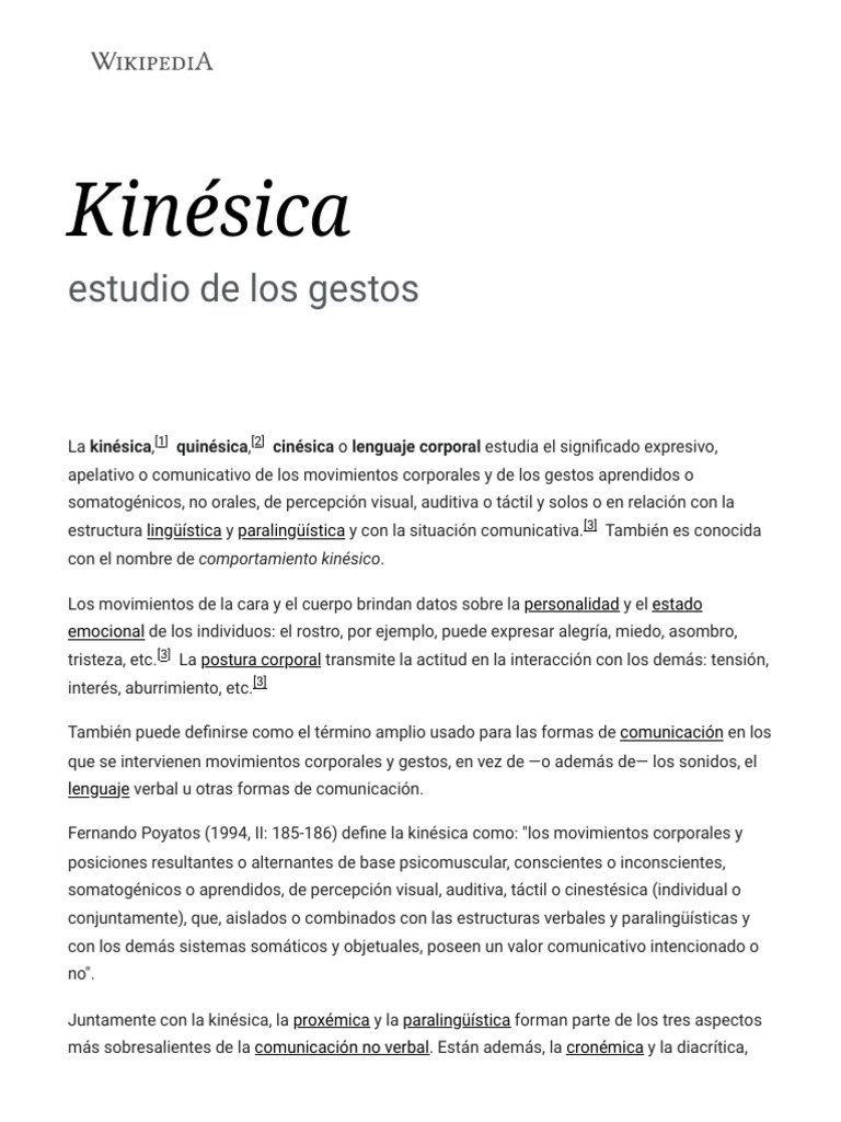 Kinésica - Wikipedia, La Enciclopedia Libre | PDF | Comunicación no ...