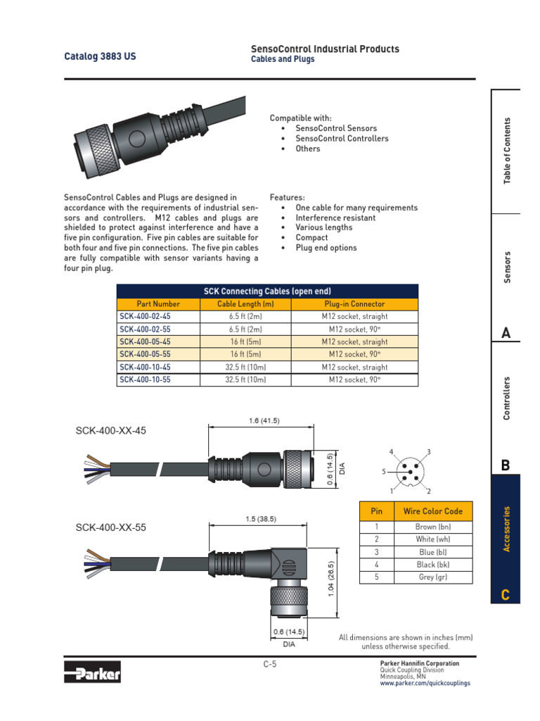 CABO com Conector SCK-400-xx-x5 PARKER | PDF | Electrical Connector | Electrical Components