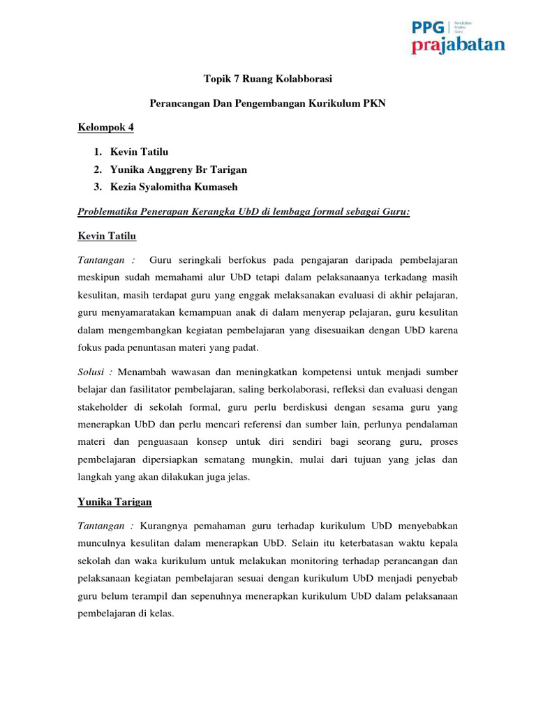 T7 Ruang Kolaborasi Kelompok 4 Pengembangan Kurikulum-1 | PDF | Karier & Perkembangan