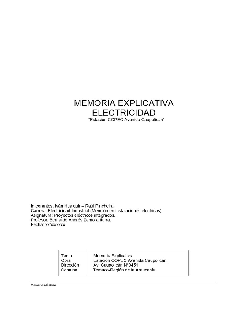 Memoria Explicativa | PDF | Contratista general | Presupuesto