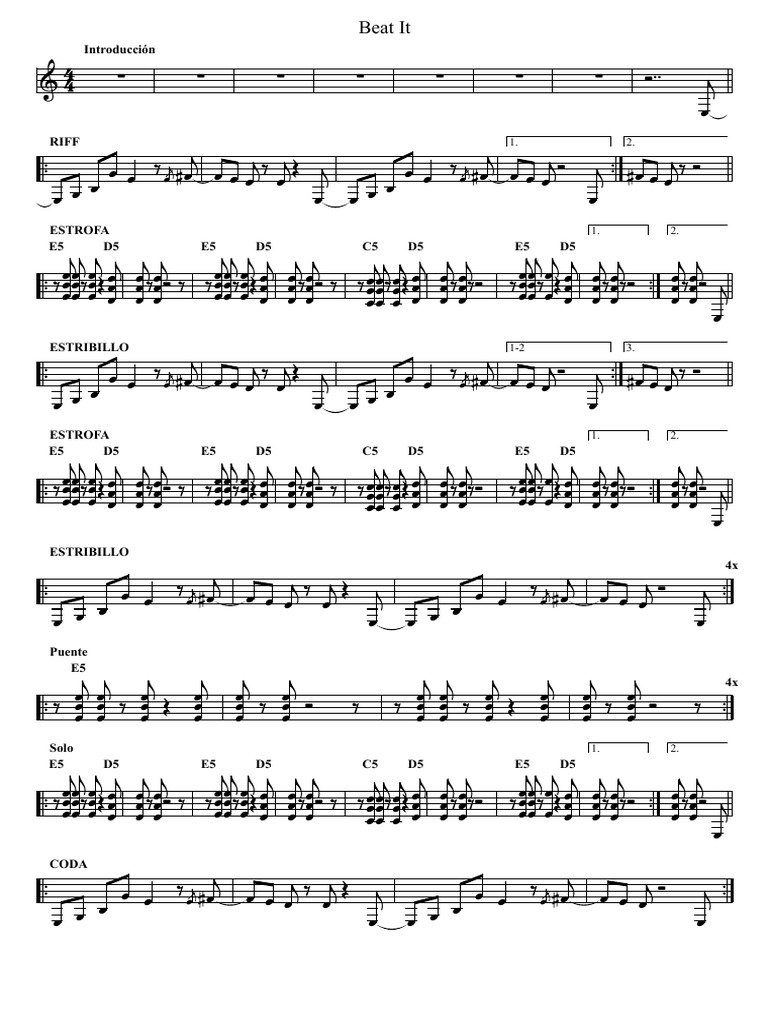 Beat It Piano Sheet Music | PDF | Chess | Chess Theory