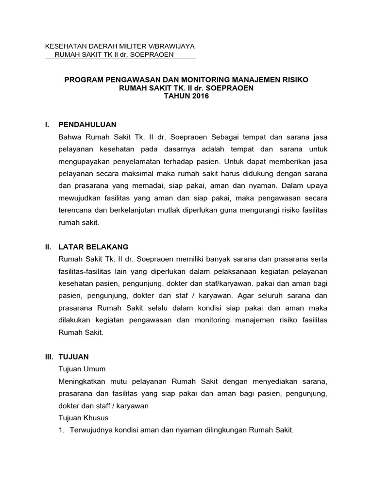 Program Manajemen Resiko | PDF