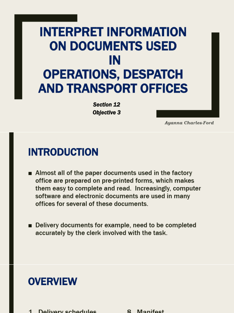 Operations Document Overview | PDF | Consignee | Cargo