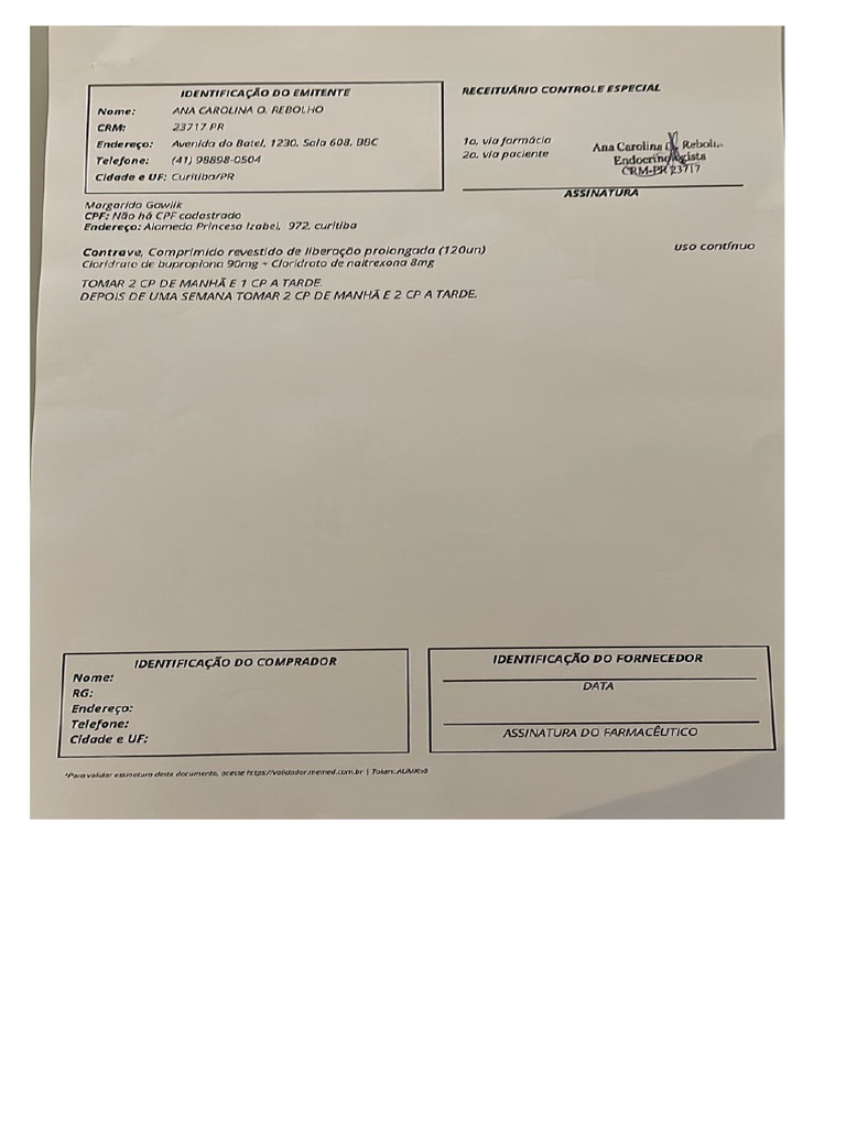 Receita Medica Bupropiona | PDF