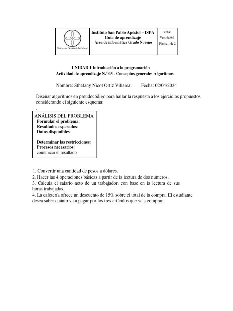Guía 3 | PDF | Algoritmos | Salario