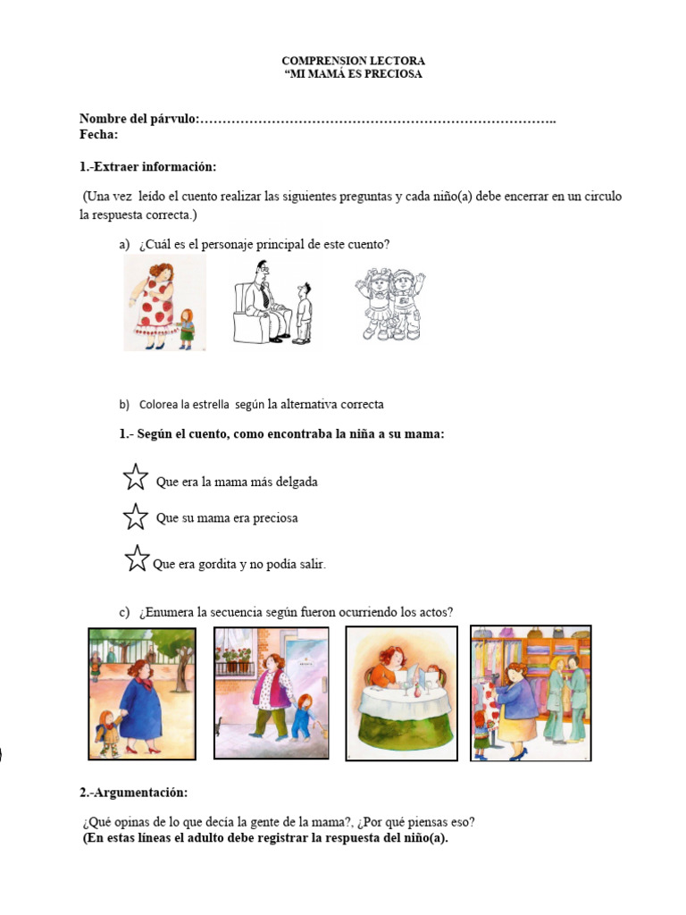 Comprension Lectora Mi Mama Es Preciosa | PDF