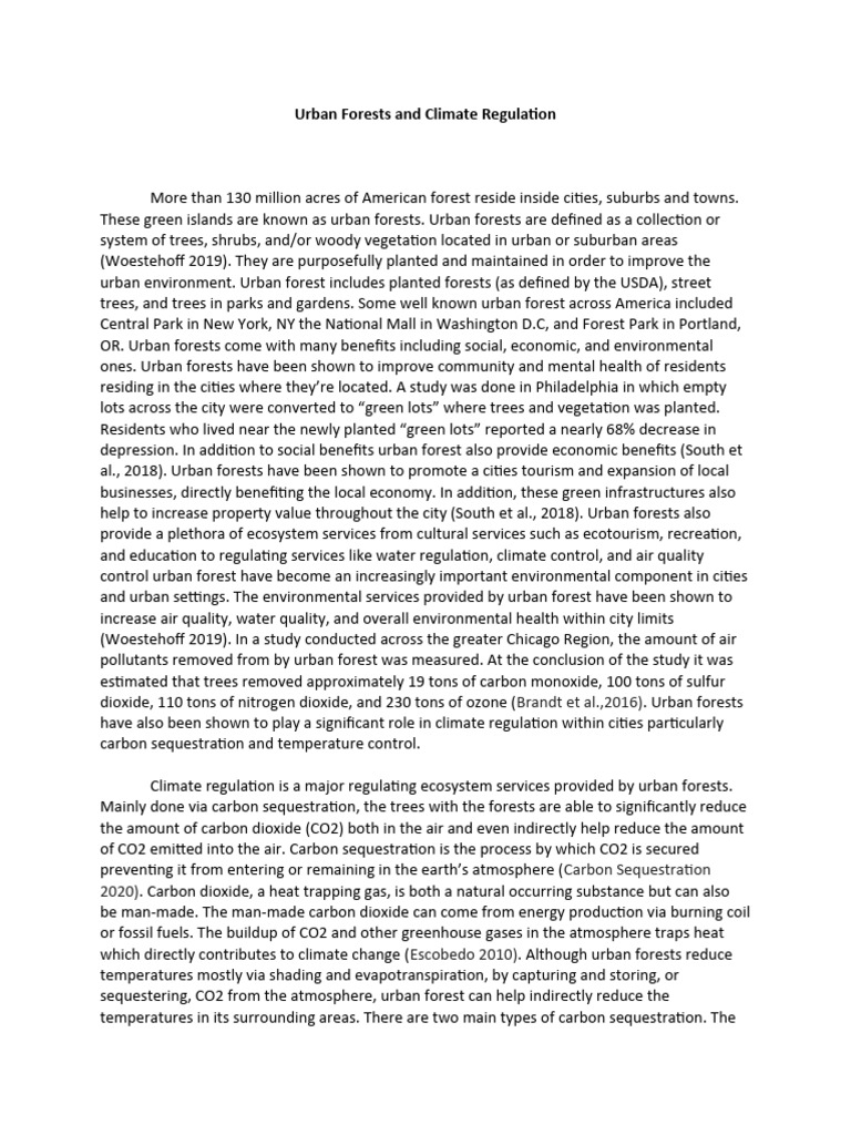 Urban Forests and Climate Regulation | PDF | Carbon Sequestration ...