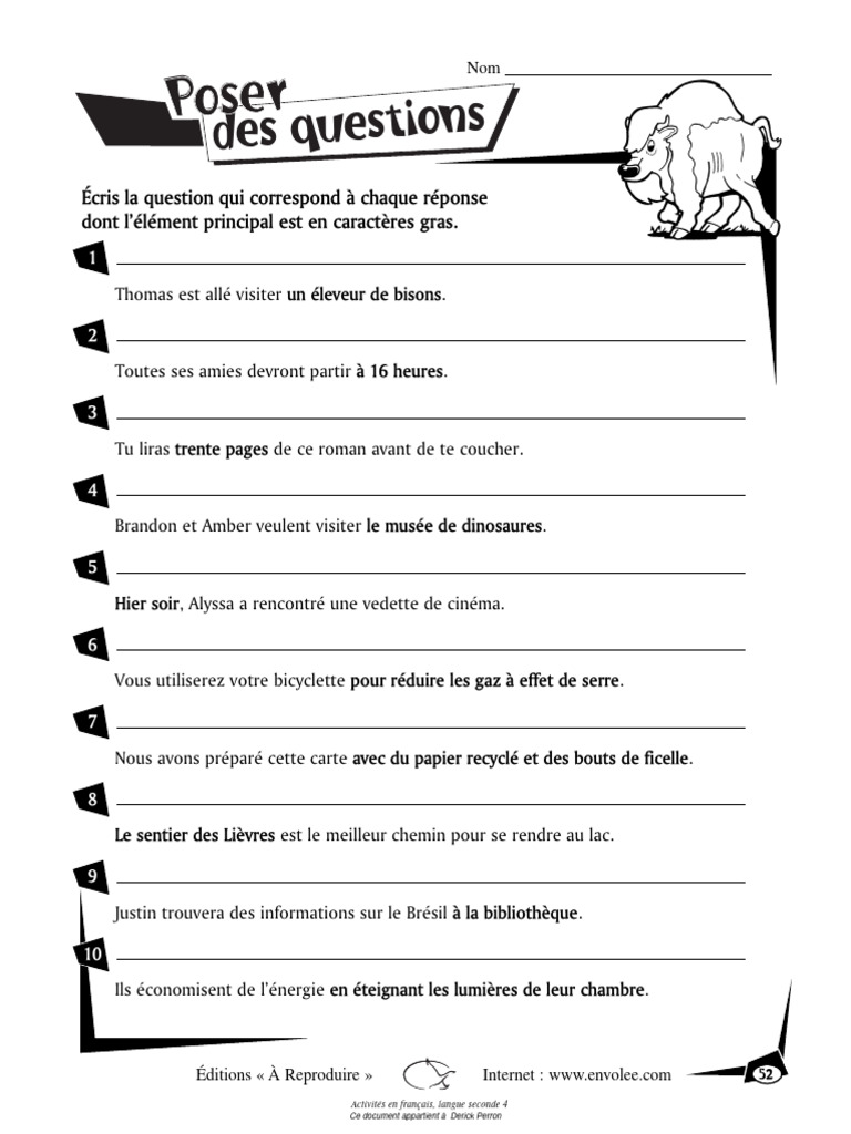 Questions et réponses en français 4 | PDF