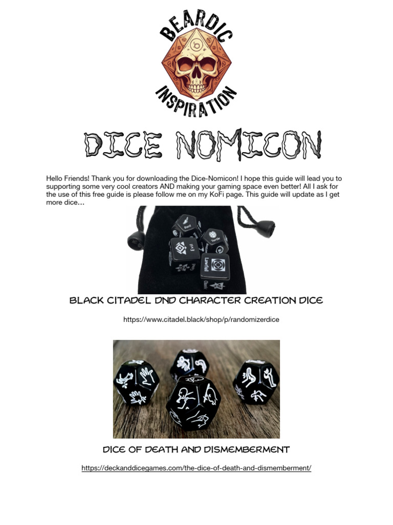 Dice Nomicon | PDF | Role Playing | Role Playing Games