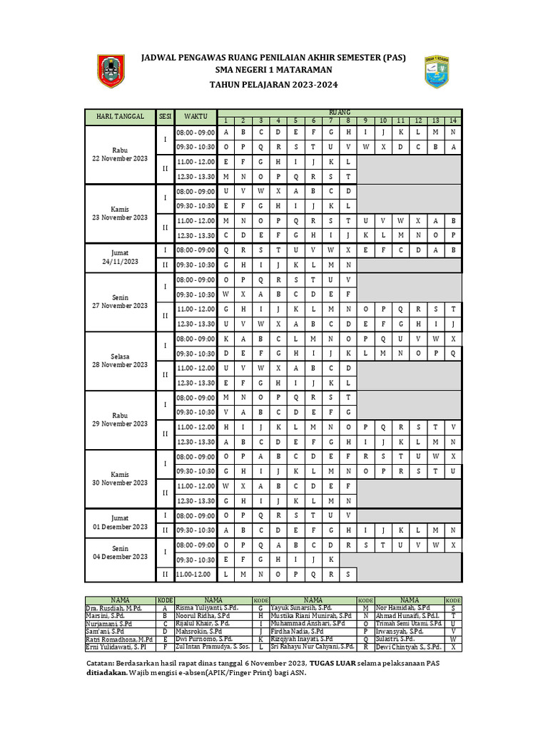 PAS Supervision Schedule | PDF