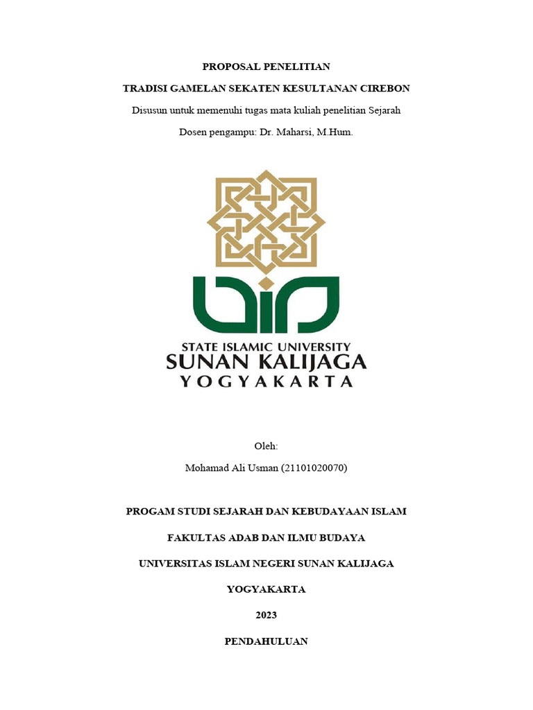 Proposal Penelitian Sejarah - Ali Usman | PDF