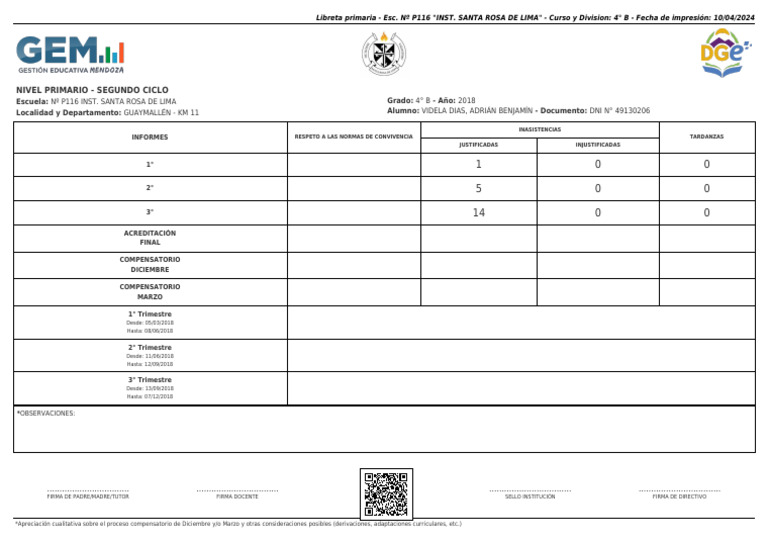 Libreta Primaria | PDF
