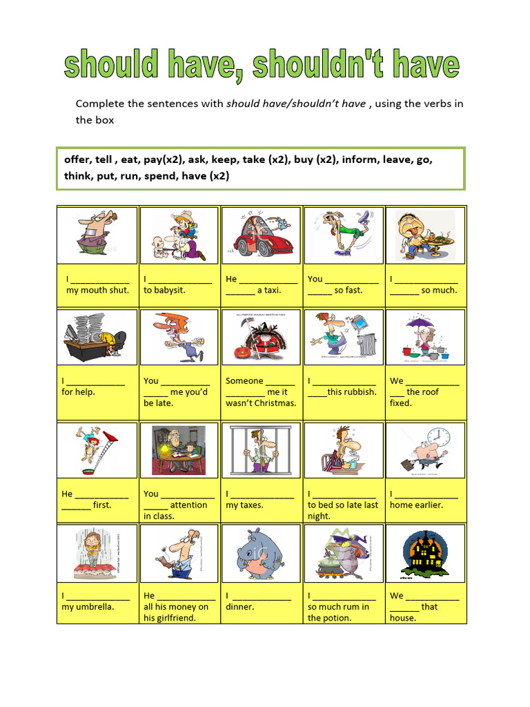 Should and Shouldn T Exercises and Pictures | PDF