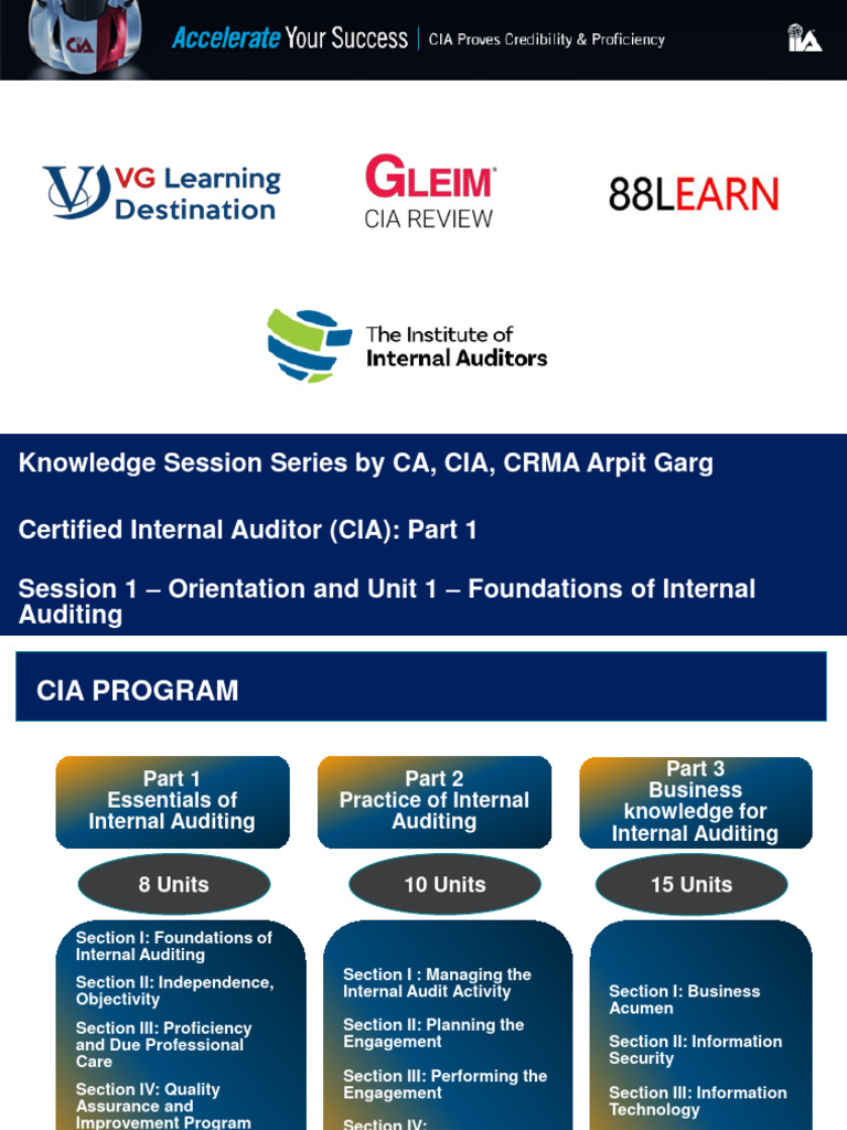 CIA - Part 1 - Unit 1 - Session 1-2 | PDF | Internal Audit | Audit CIA - Part 1 - Unit 1 - Session 1-2 | PDF | Internal Audit | Audit