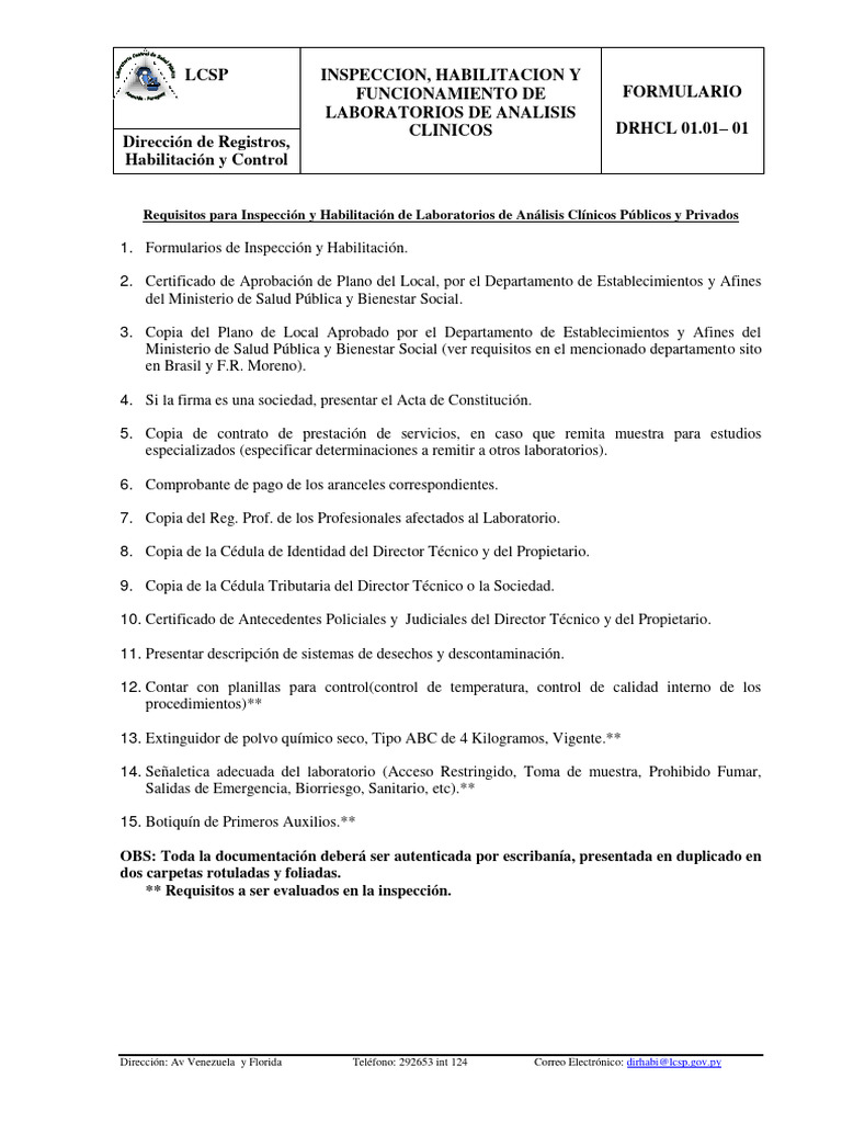 Formularios para Habilitacion Por El LCSP-1 | PDF | Laboratorios ...