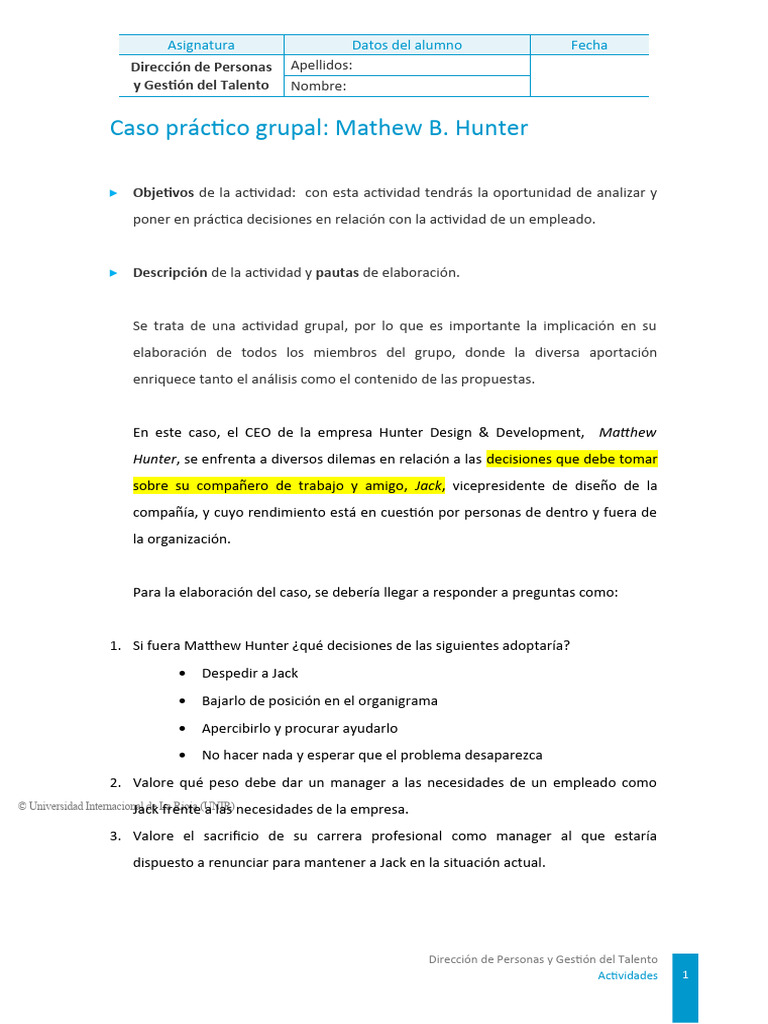 Caso Práctico 1 - Matthew B. Hunter v1 | PDF | Bibliografía