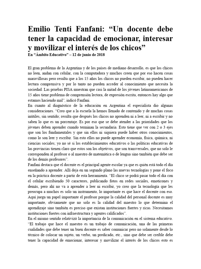 Tenti Fanfani El Doc Debe Tener La Cap de Movilizar | PDF | Maestros ...