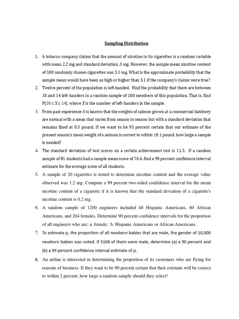 More Qs On Sampling Distribution | PDF | Standard Deviation | Estimator