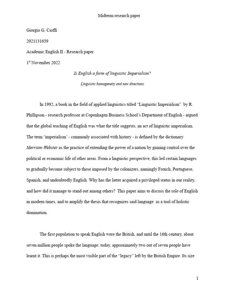 Academic English II - Midterm Paper | PDF