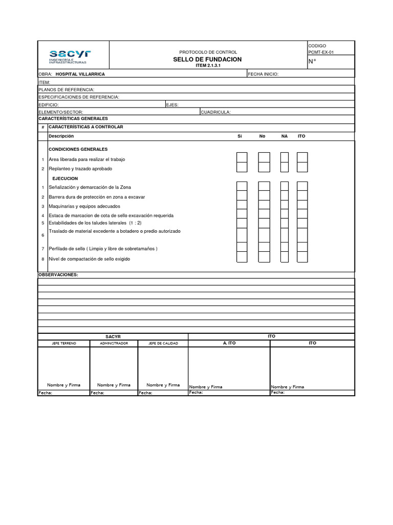 Protocolo de Control para Sellos de Fundación | PDF