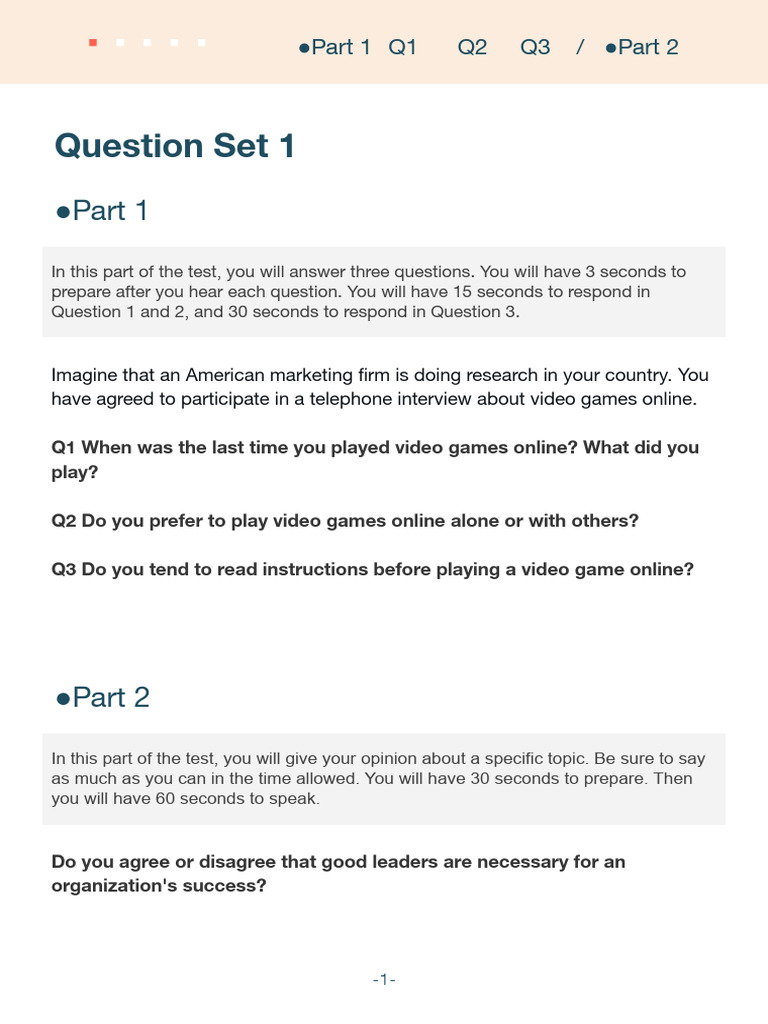 TOEIC Speaking Test Sample Questions | PDF | Job Interview