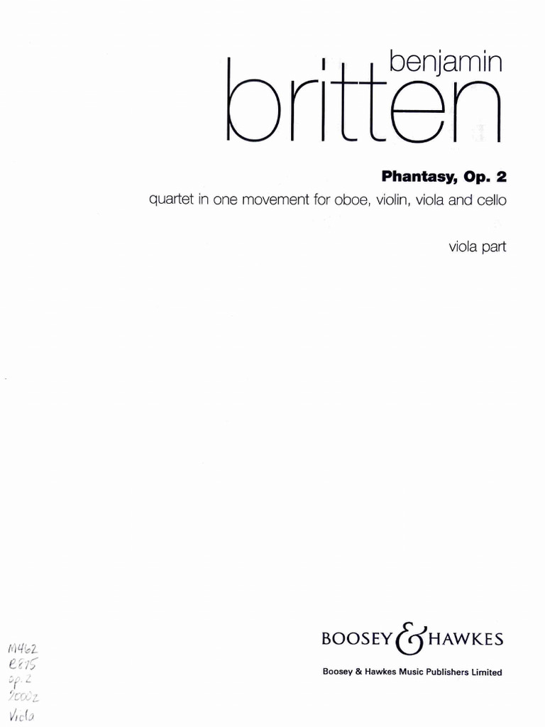 Britten Phantasy Quartet Oboe, Viola Part! | PDF | Musical Instruments | String Instruments