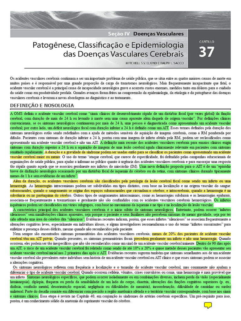 Patogênese dos Acidentes Vasculares Cerebrais | PDF | AVC | Córtex cerebral