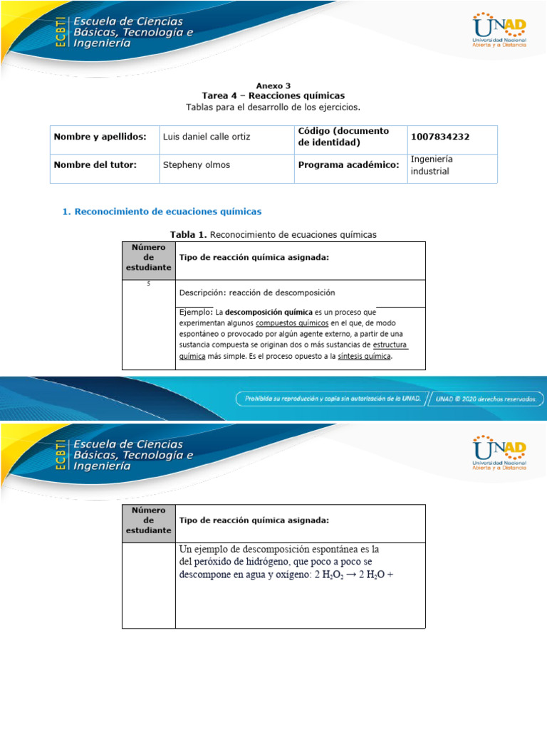 Anexo 3 Tarea 4 Reacciones Quimicas | PDF | Ácido | Constante de disociación ácida