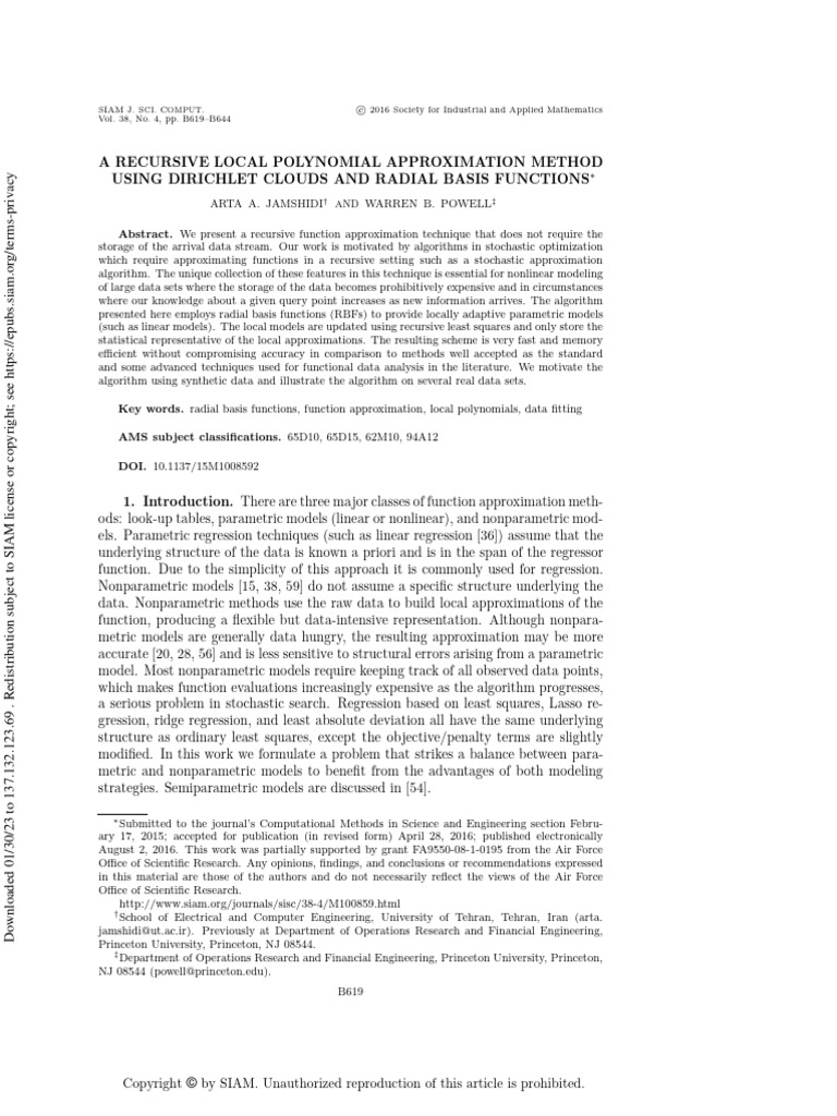 A Recursive Local Polynomial Approximation Method Using Dirichlet Clouds And Radial Basis