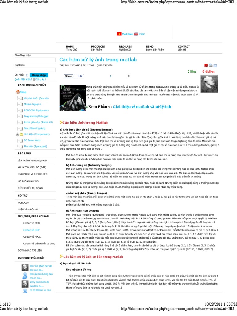 Các Hàm X - Lý - NH Trong Matlab | PDF