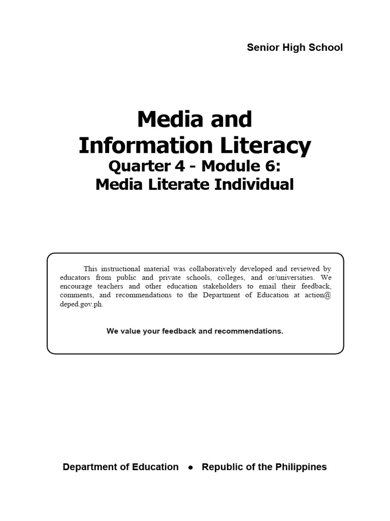 Media Literacy: Module 6 Overview | PDF | Social Media | Popular ...