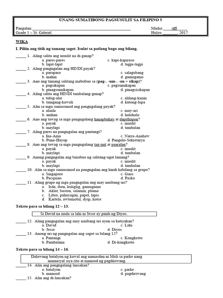Filipino 5 | PDF
