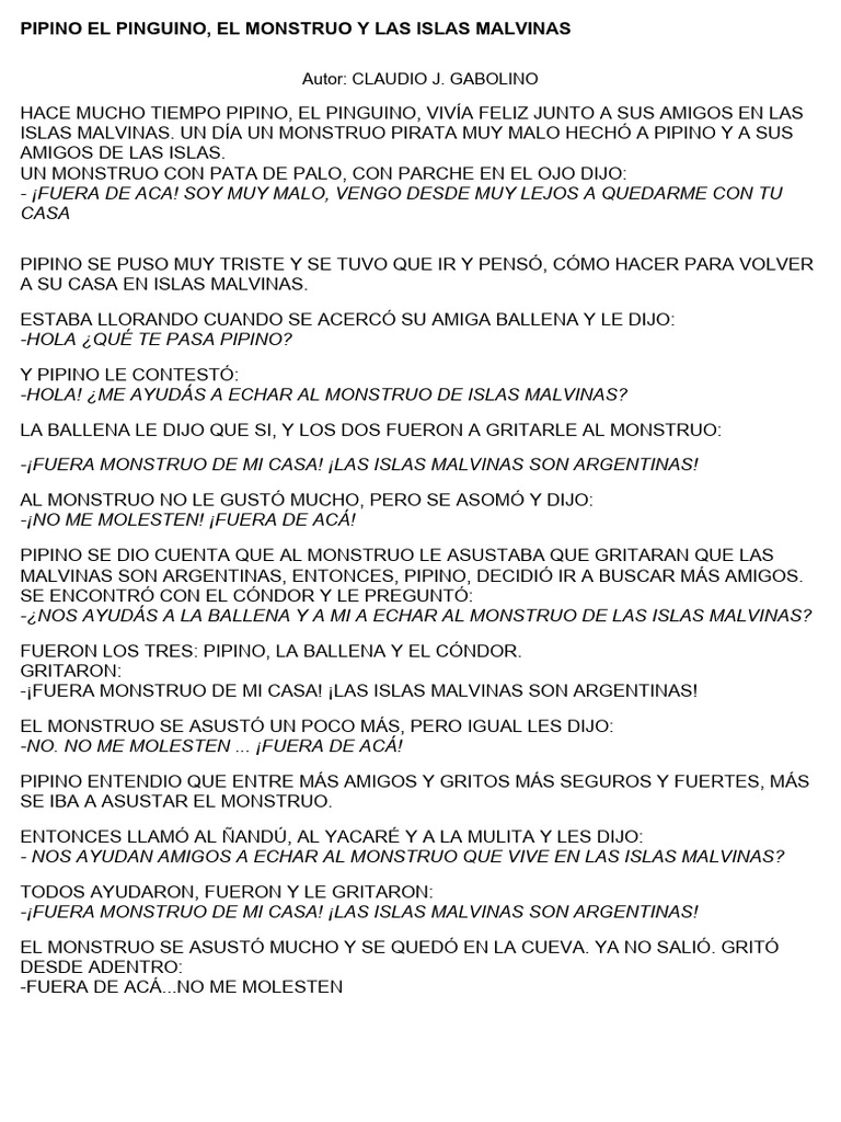Pipino y el monstruo en Malvinas | PDF | Arte | Novela negra, policíaca ...
