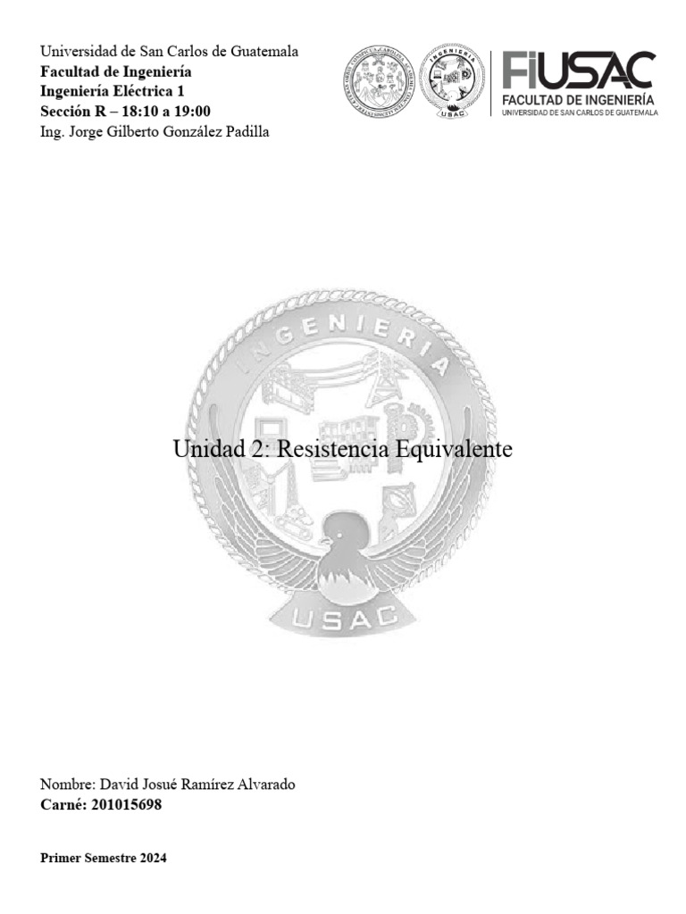 Unidad 2 ING. ELECTRIC | PDF | Resistencia Eléctrica y Conductancia | Red eléctrica