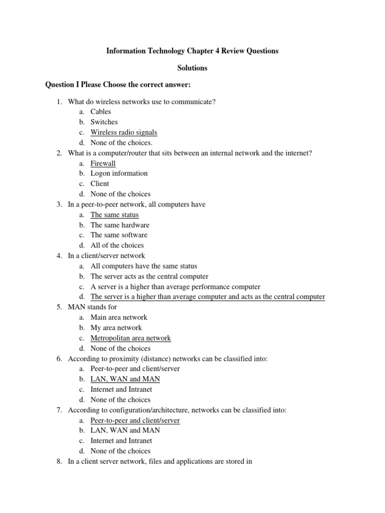 IT Economics Ch4 RevQuestionsSol | PDF | Computer Network | Wireless Lan