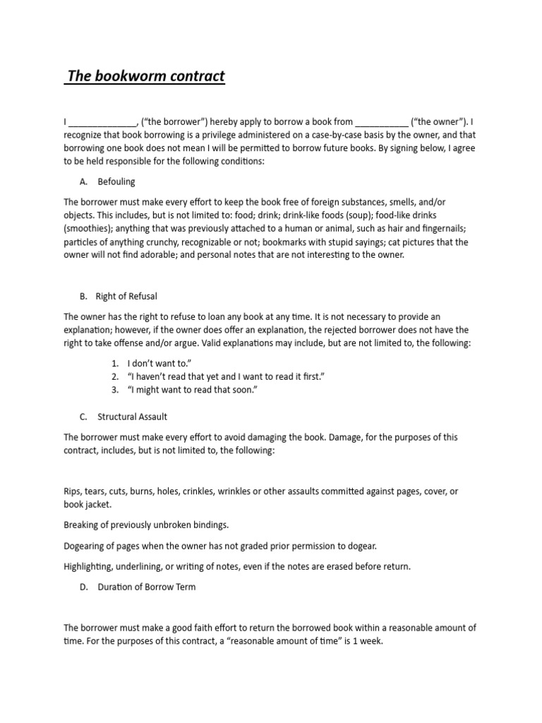 The Bookworm Contract PDF | PDF | Justice | Crime & Violence