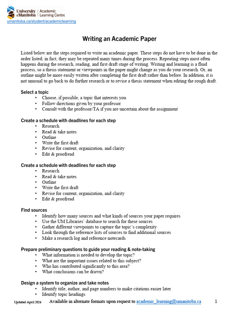 Steps to Write an Academic Paper | PDF | Thesis | Citation
