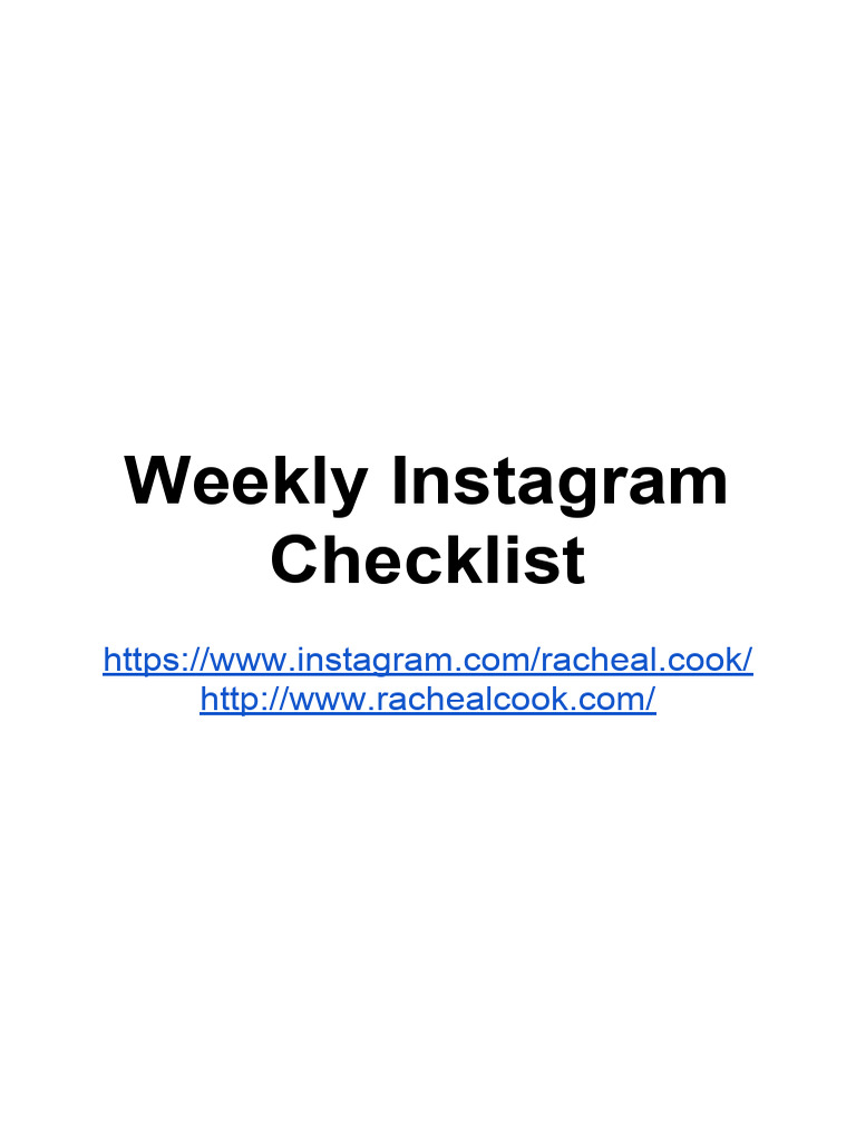 Weekly Instagram Management Checklist | PDF