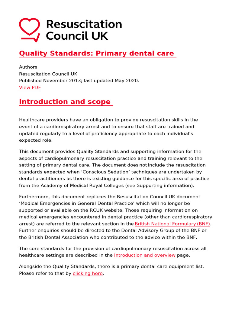CPR Quality Standards for Dental Care | PDF | Cardiopulmonary ...