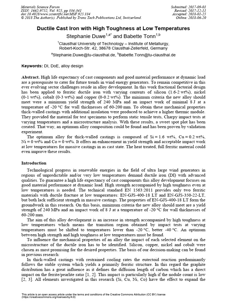 High Toughness Ductile Iron Alloys | PDF | Strength Of Materials | Silicon
