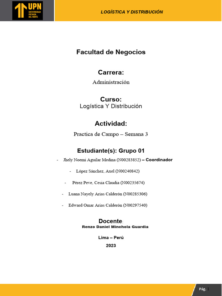 Practica de Campo - Sem 9 | PDF | Logística | Business