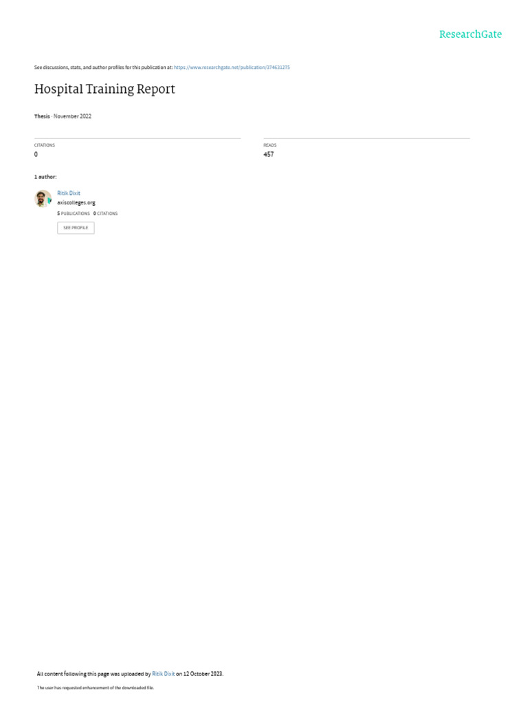 Hospital Training Report | PDF | Medical Prescription | Hospital