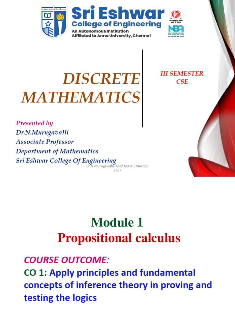 Module I - Discrete Mathematics II CSE | PDF | If And Only If ...