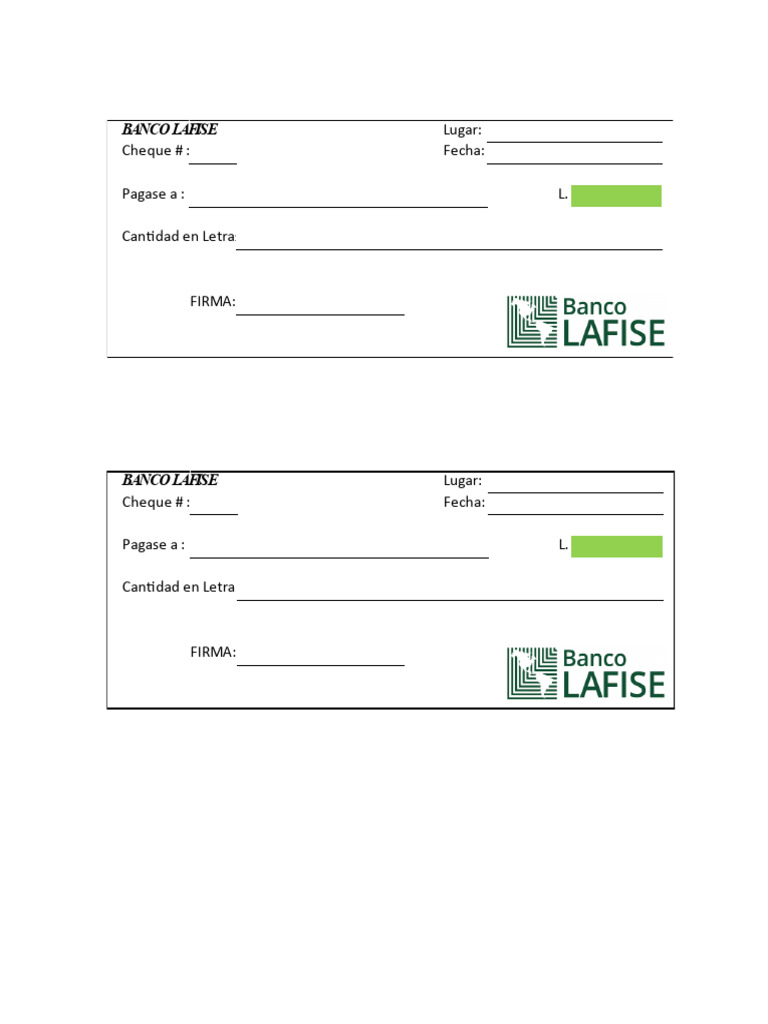 Cómo llenar un cheque del Banco Lafise | PDF