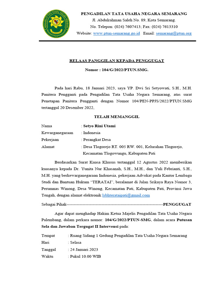 RP-P (Putusan Sela Dan Jawaban Tergugat II Intervensi) | PDF | Hukum